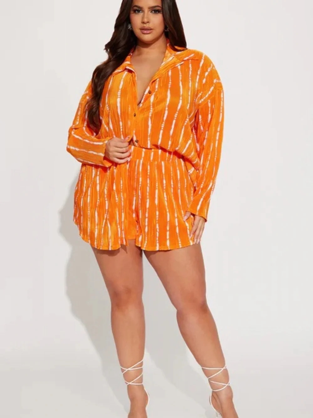 Fashion Nova | Swim | Plus Size Orange Striped Swim Coverup Set | Poshmark